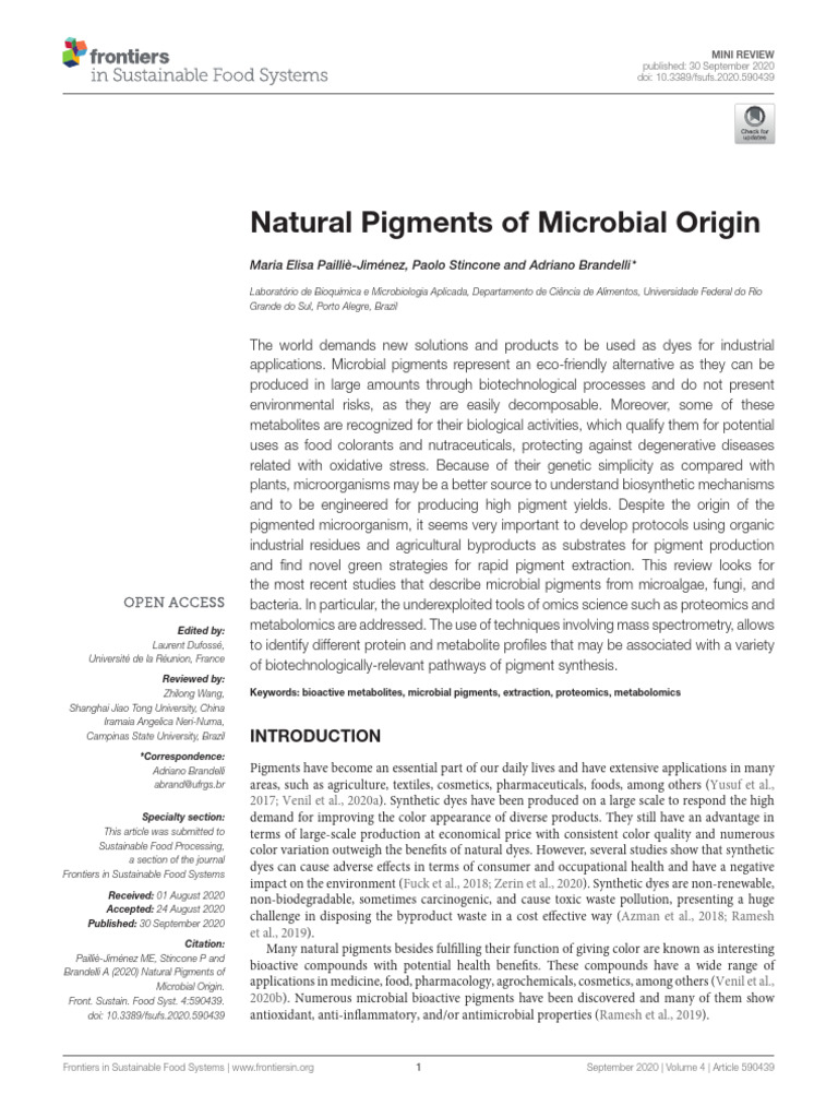 Microbial Pigments: Eco-Friendly Dyes | PDF | Metabolomics | Microorganism