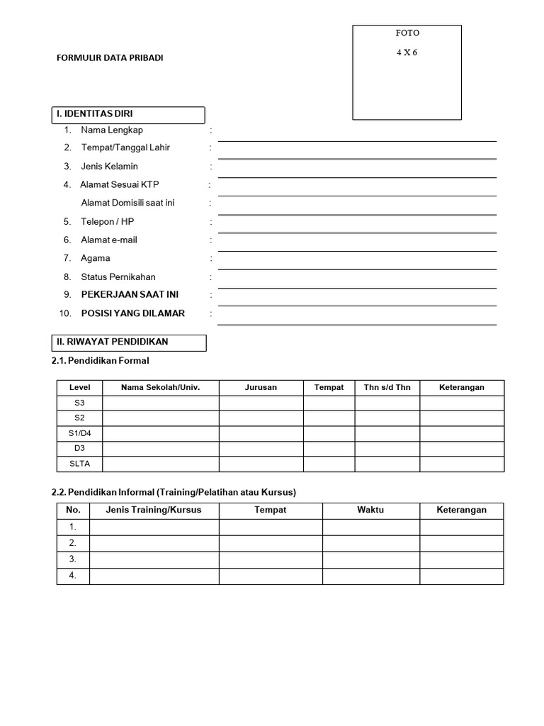 FORMULIR DATA PRIBADI | PDF