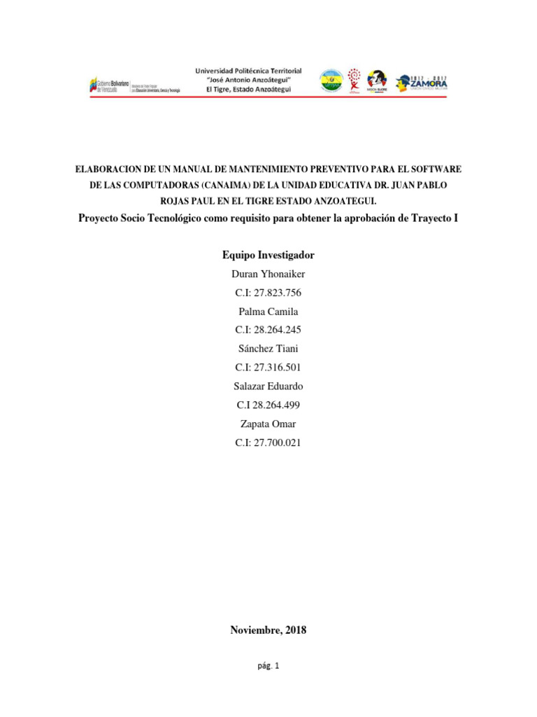 Proyecto U.E Dr. Juan Pablo Rojas Paul If-03 CC | PDF | Software | Observación