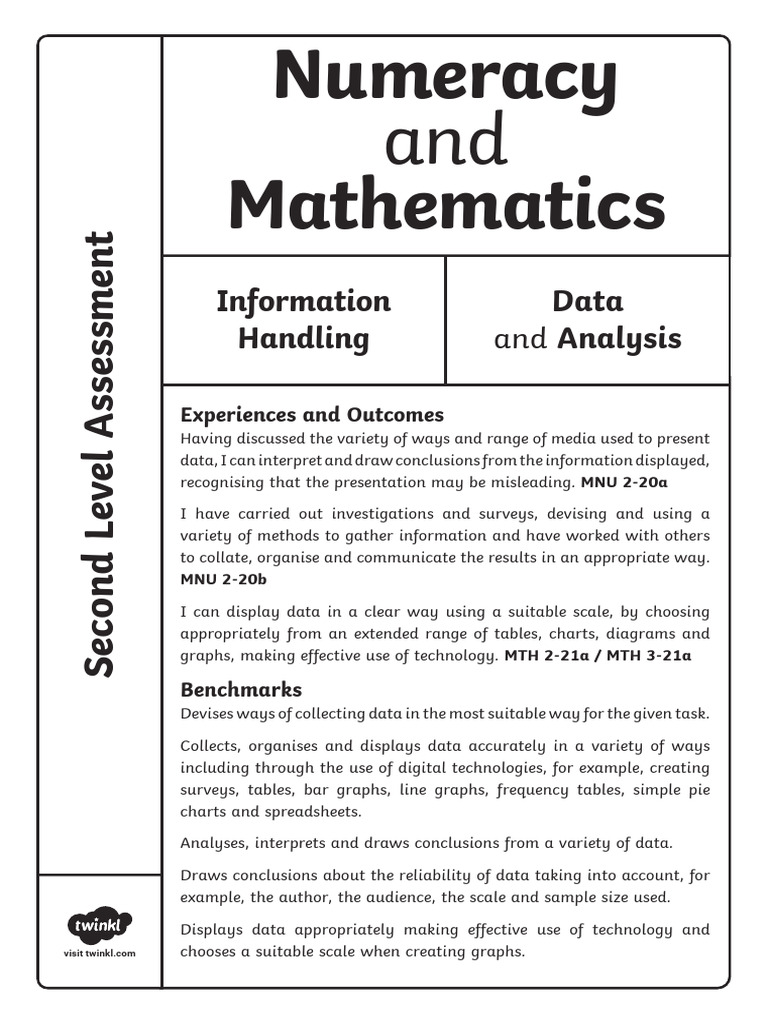 Cfe M 215 Second Level Numeracy and Mathematics Assessment - Information Handling Data and ...