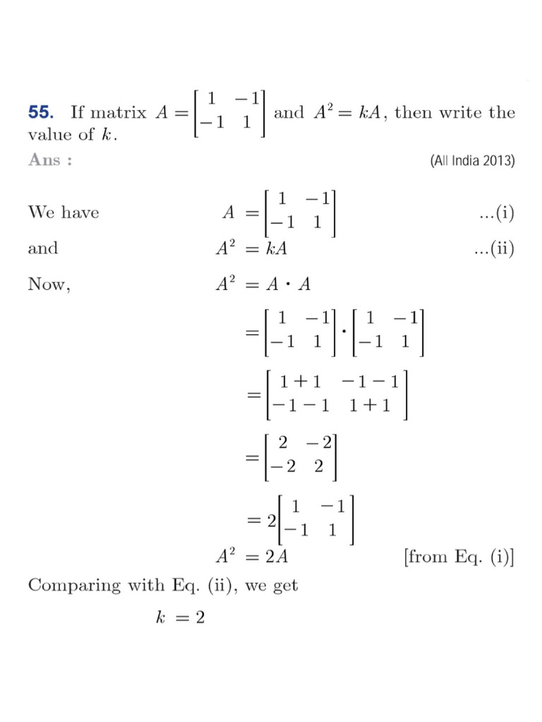 Matrices 3 Marks Problems | PDF