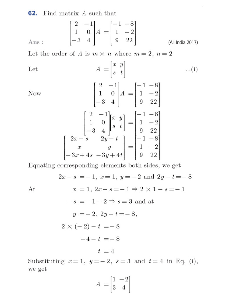 Matrices 5 Marks Problems | PDF