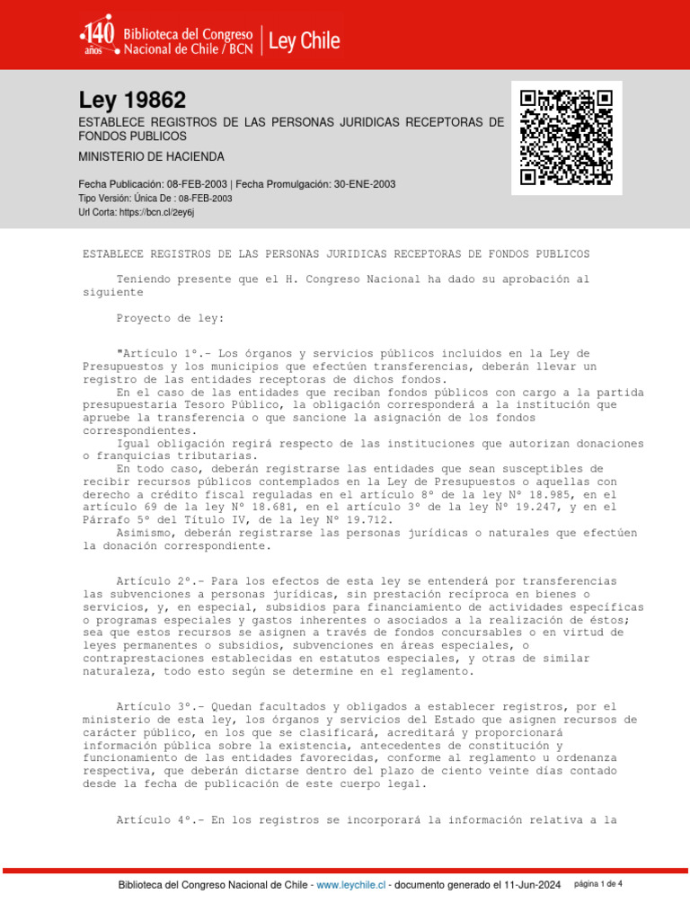 Ley 19862 - 08 Feb 2003 | Descargar gratis PDF | Presupuesto del ...