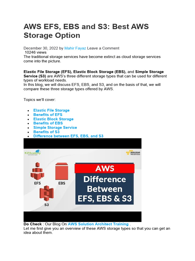 Aws Efs S3 | PDF | Amazon Web Services | Cloud Computing
