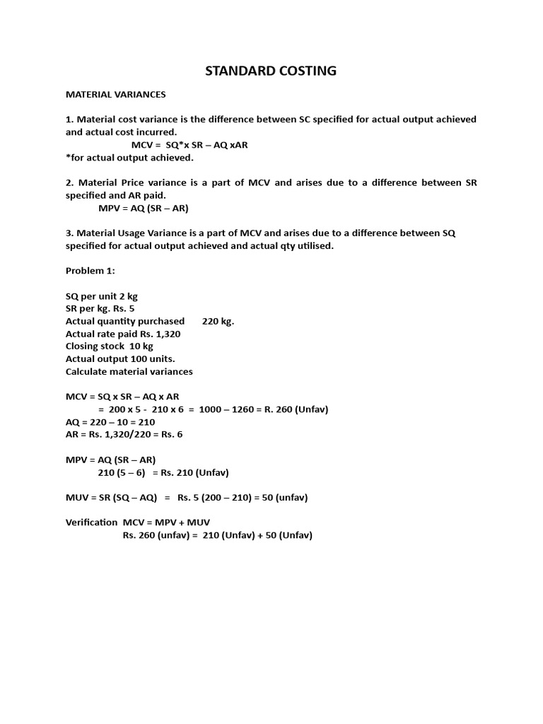 Standard Costing | PDF | Economies | Economics