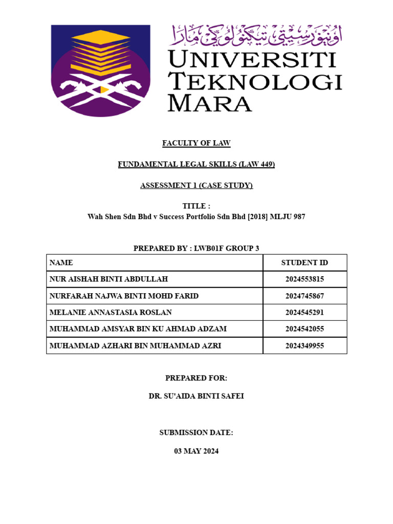 Case Study Assignment Law 449 | PDF | Nuisance | Environmental Impact Assessment