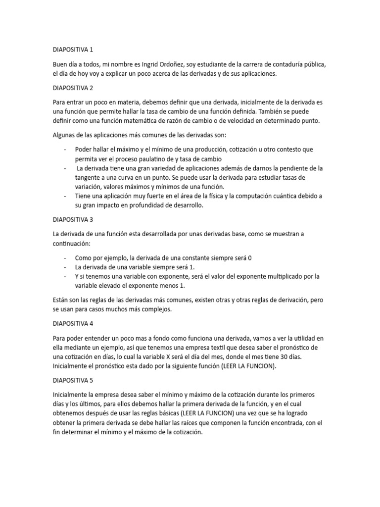 Script Derivadas | PDF | Derivado | Función (Matemáticas) Script Derivadas | PDF | Derivado | Función (Matemáticas)