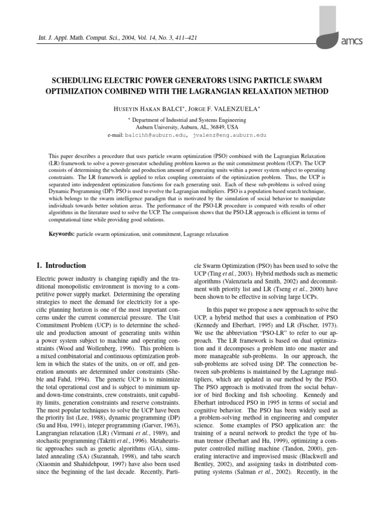 Scheduling Electric Power Generator | PDF | Mathematical Optimization ...