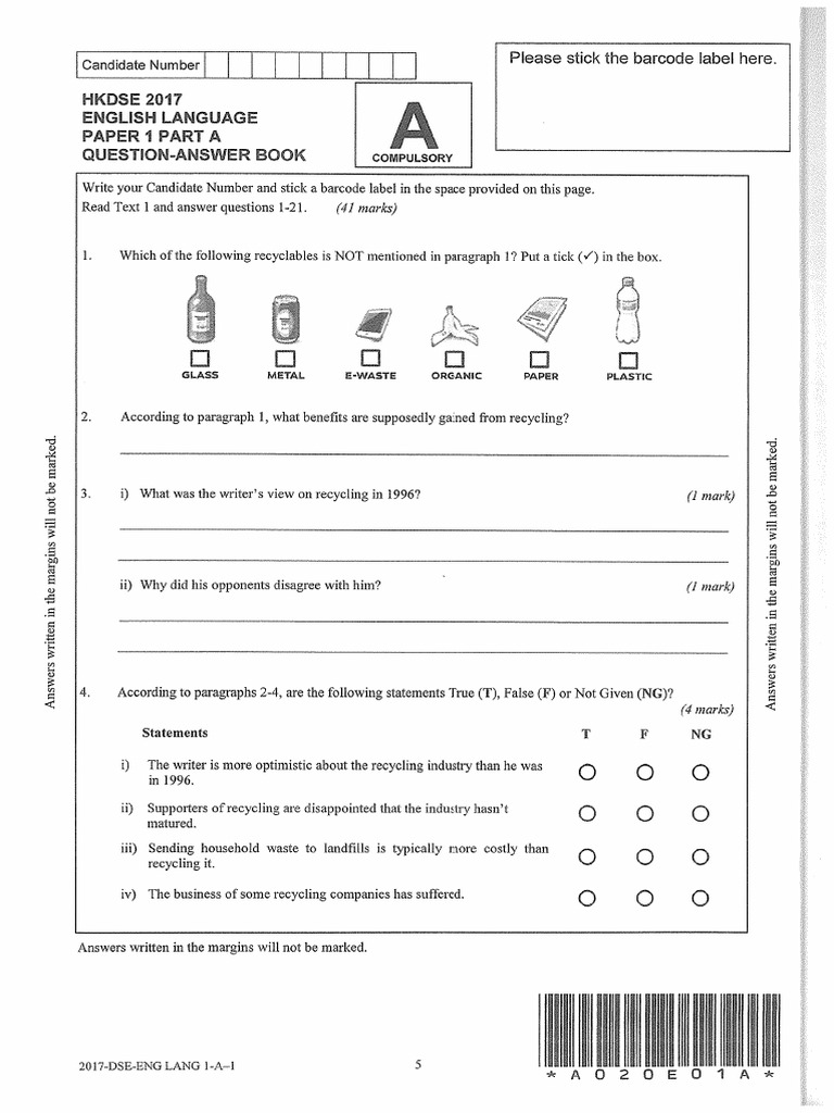 2017 DSE English Language Examination Reports | PDF