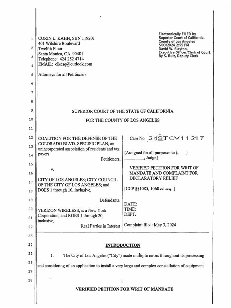 Lawsuit filed over city approval of Eagle Rock cell phone tower | PDF Lawsuit filed over city approval of Eagle Rock cell phone tower | PDF