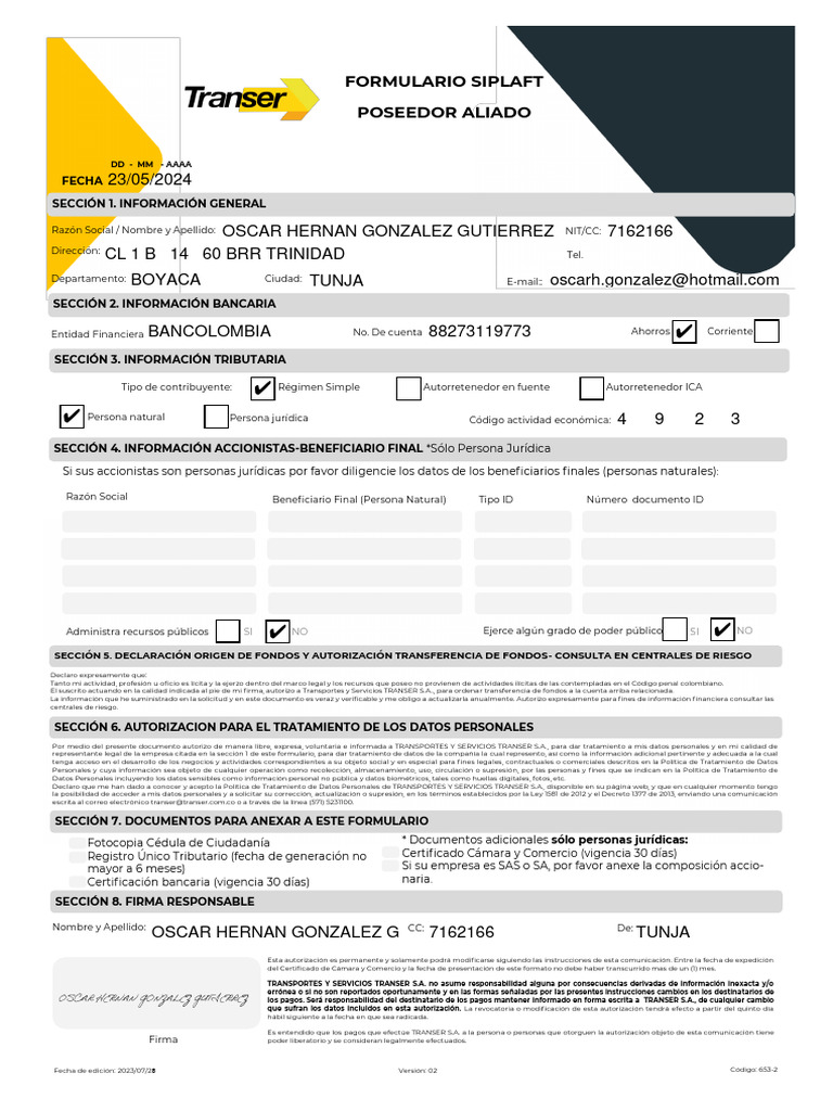 Documentos Completos Oscar Hernan Gutierrez Gonzalez | PDF | Documento de identidad