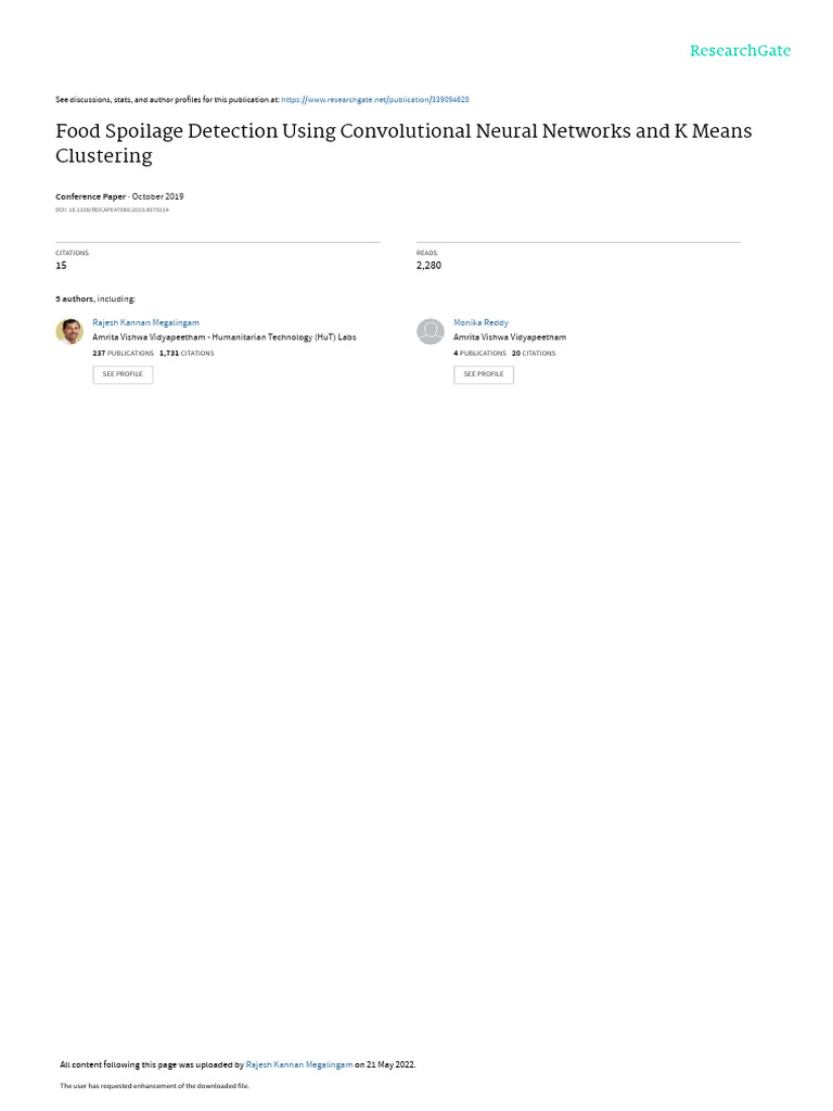 Food Spoilage Detection Using Convolutional Neural Networks and K Means ...