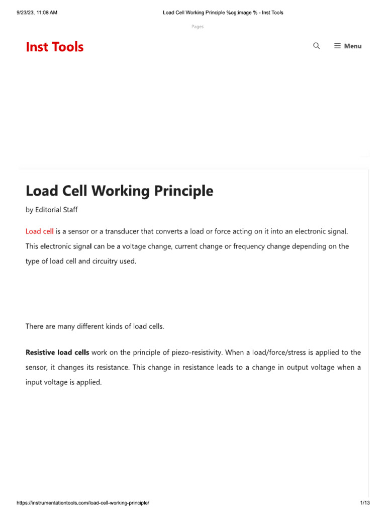 Load Cell Working Principle | PDF