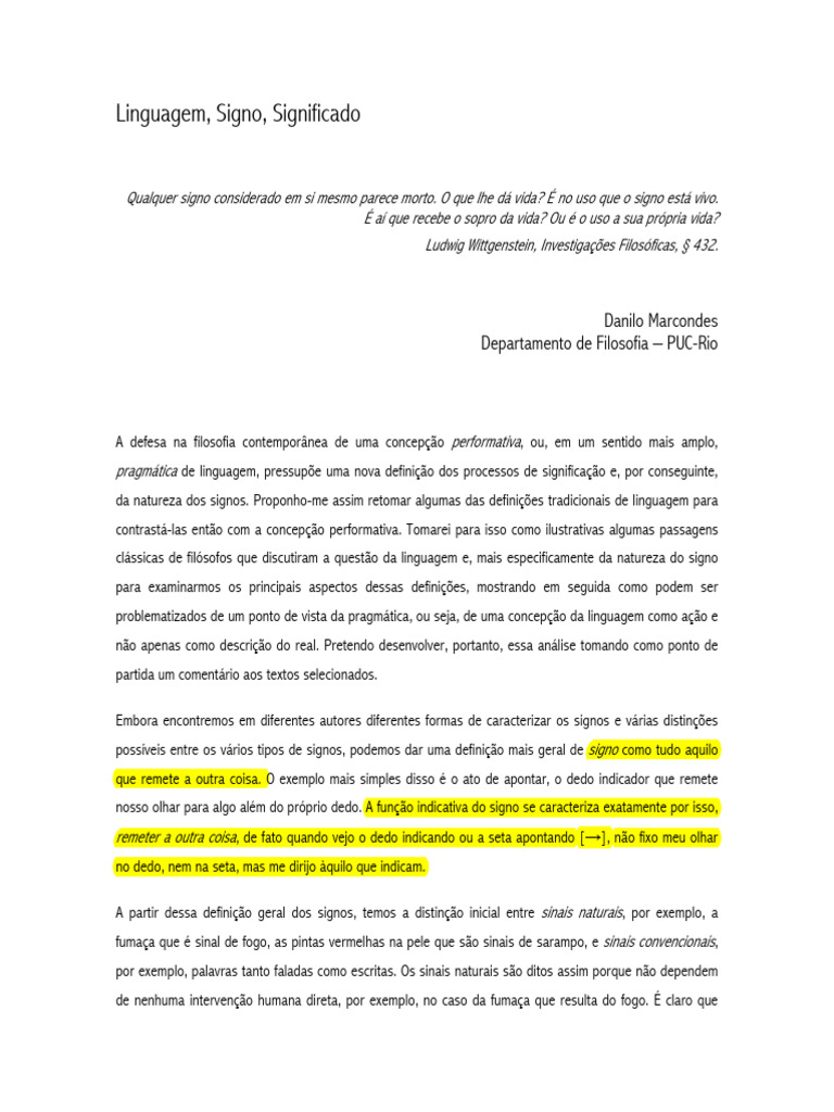 Signos e Linguagem: Uma Análise Filosófica | PDF | Definição | Ludwig ...
