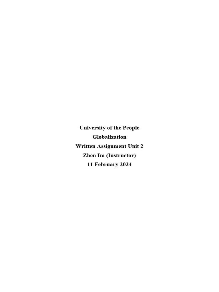 Globalization - Written Assignment Unit 2 | PDF | Qatar | Saudi Arabia