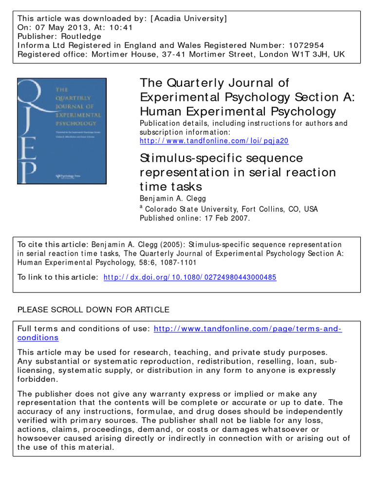 (Art) Stimulus-Specific Sequence Representation in Serial Reaction Time ...