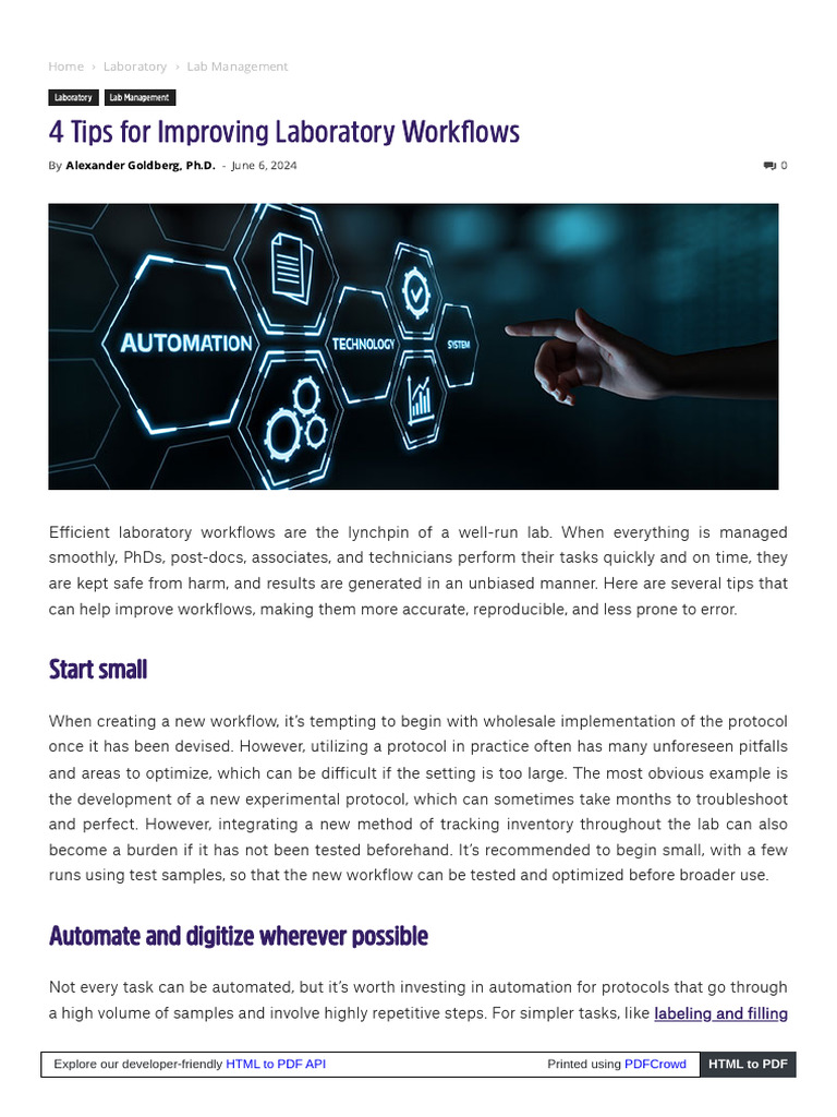 Blog Labtag Com 4 Tips For Improving Laboratory Workflows | PDF ...