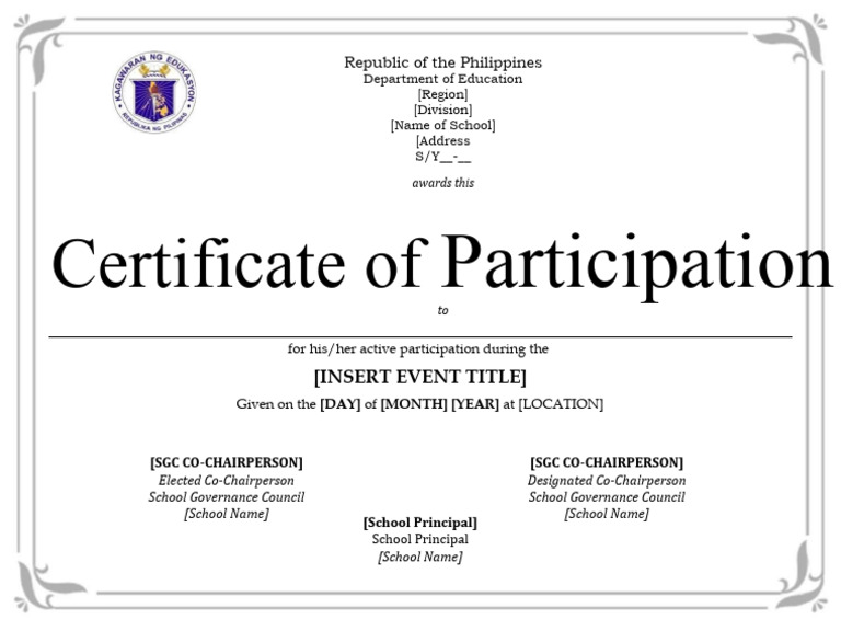 (SGC) Certificate of Participation Template | PDF