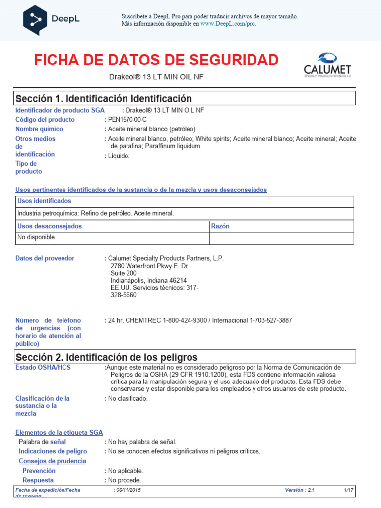 Sds - File-16184145 Es | PDF | Residuos | Agua