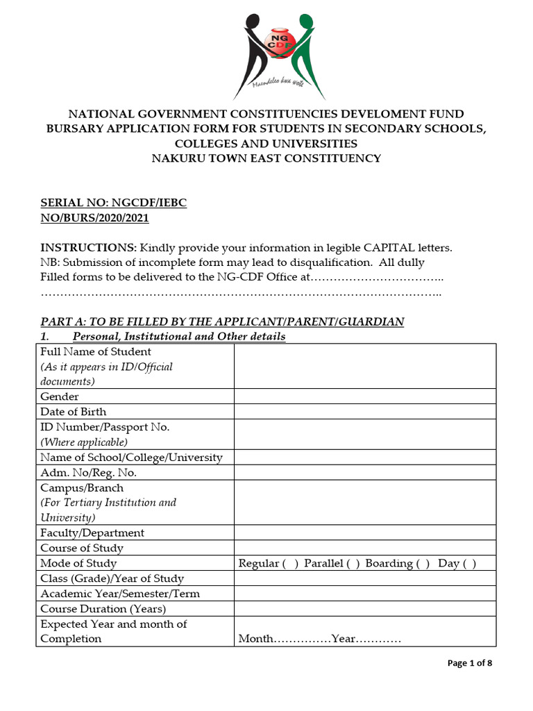 Bursary-Form | Download Free PDF | Disability | Identity Document