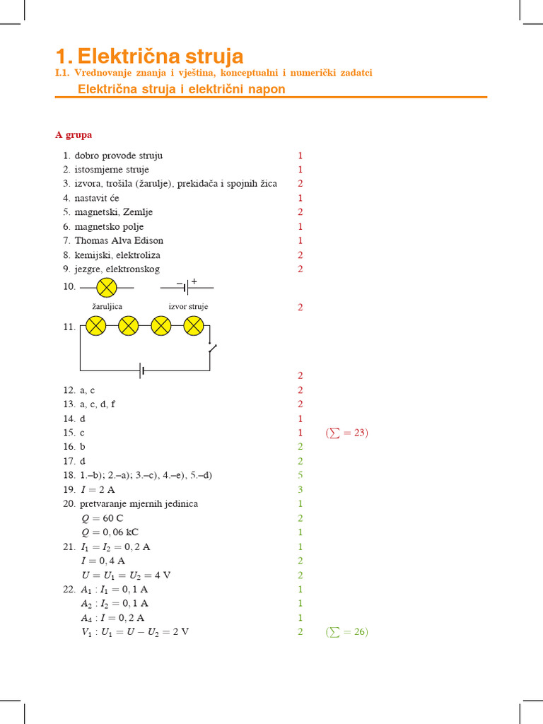 Fizika 8 - Ispiti Znanja - Rjesenja | PDF