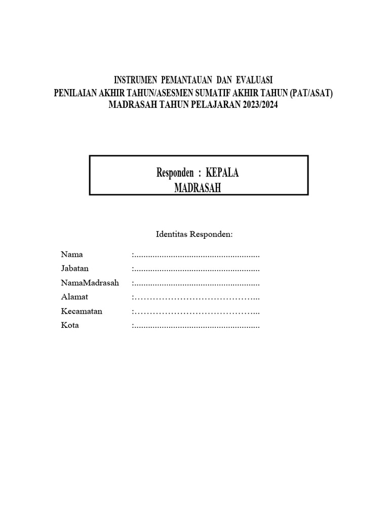 Instrumen Monev Pat - Asat Mad 2024 | PDF