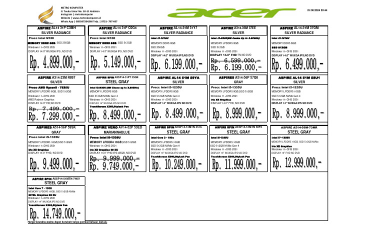 Acer Aspire 4JT & 20JT | PDF | Computer Hardware | X86 Architecture