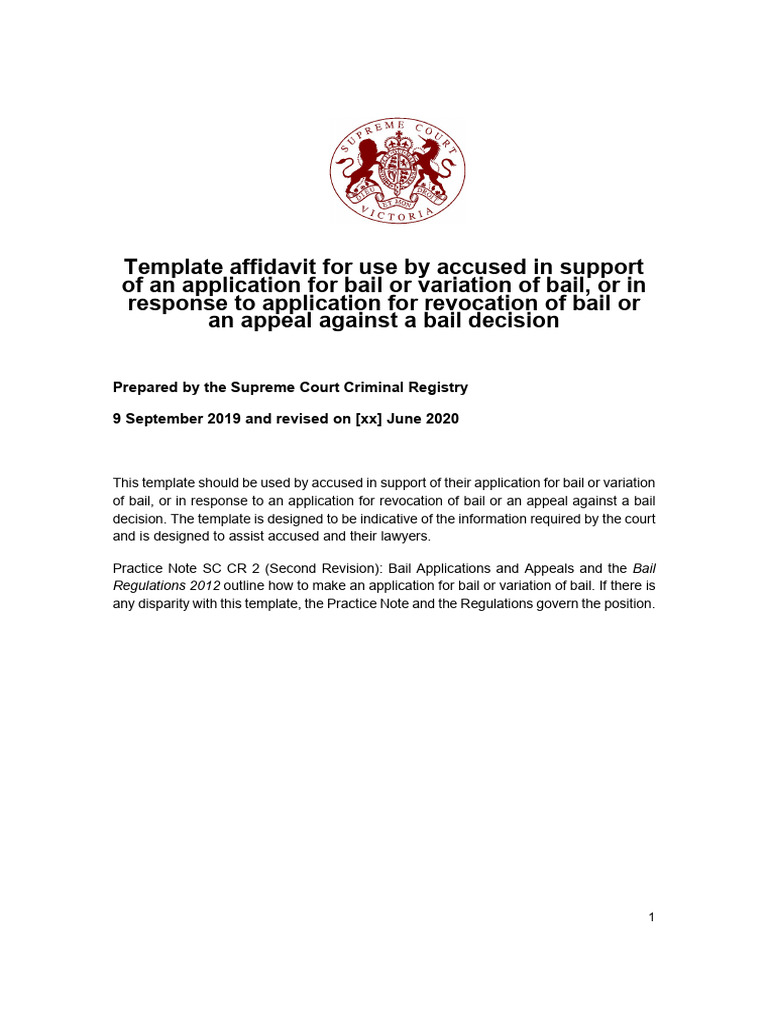 Template Bail Affidavit - Accused | PDF | Bail | Criminal Record