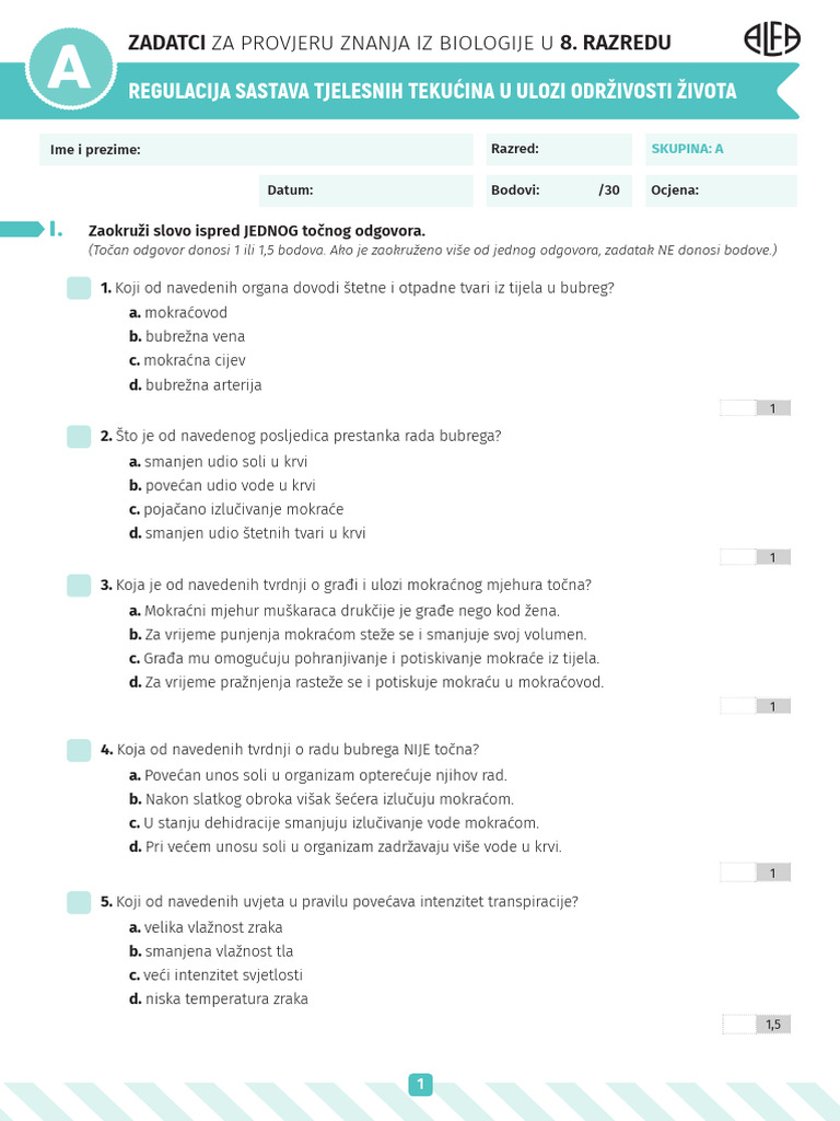 Biologija 8-IZ-ogledni Primjerak | PDF