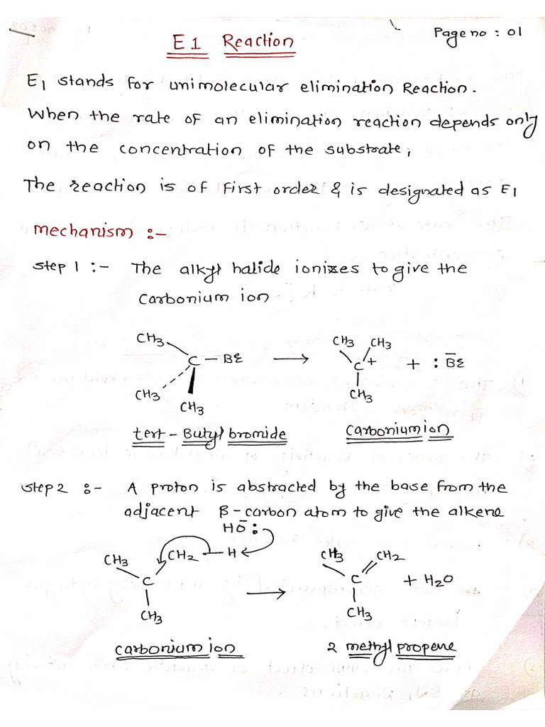 E1 Reaction Organic Chemistry | PDF