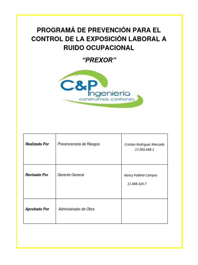 Programa de Prevencion de Riesgos Prexor | PDF | ruido | Decibel