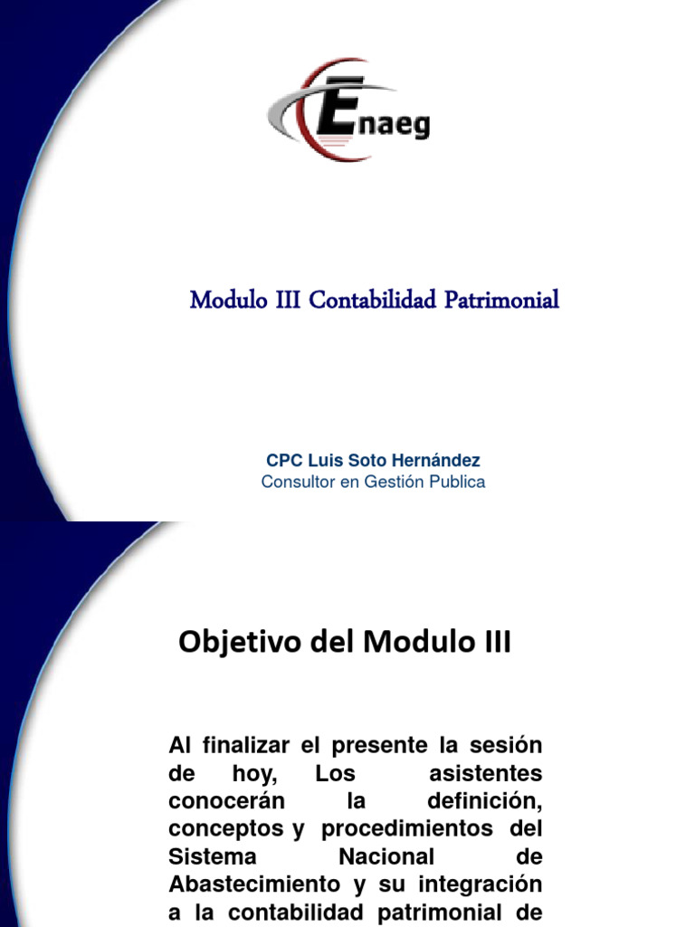 Modulo III Contabilidad Patrimonial: Consultor en Gestión Publica | PDF | Depreciación | Software