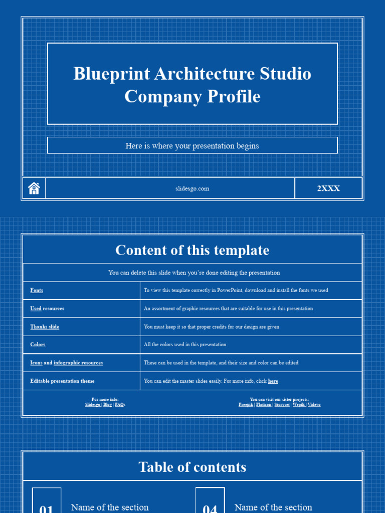 Blueprint Architecture Studio Company Profile by Slidesgo | PDF ...