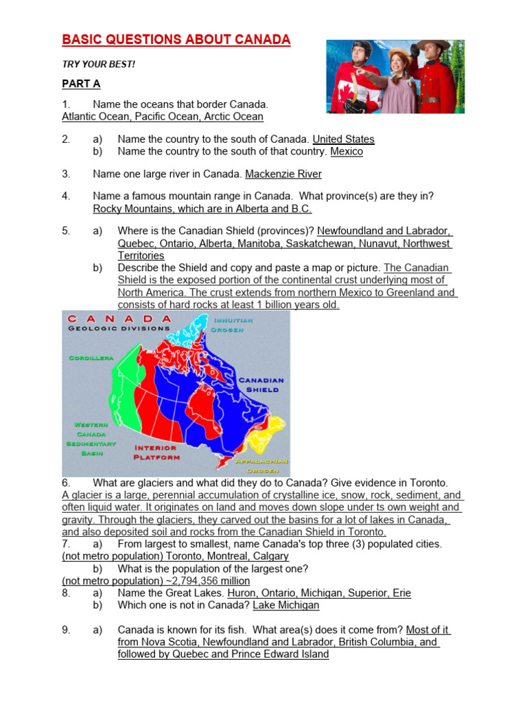 Basic Questions About Canada | PDF | Provinces And Territories Of Canada | Canada