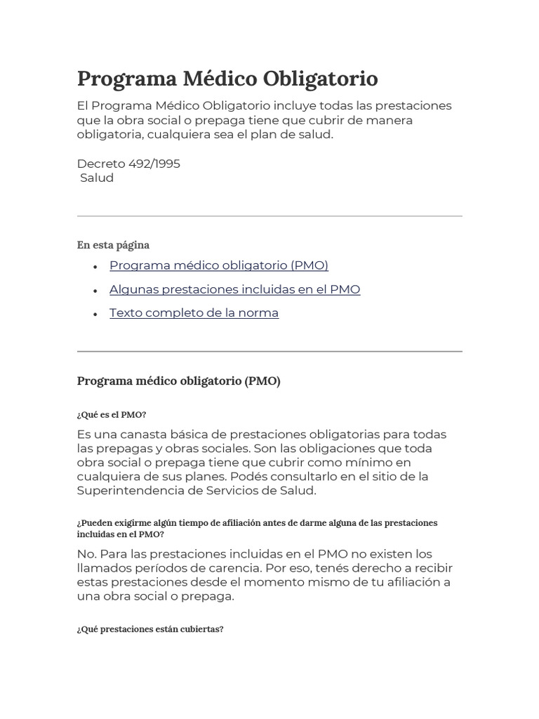 Prestaciones del Programa Médico Obligatorio | PDF | Cáncer | Oncología