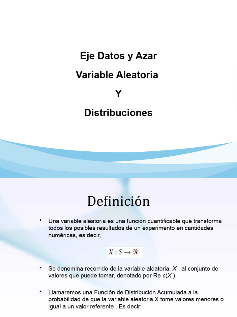 Clase Variable Aleatoria y Distribución | PDF | Variable aleatoria ...