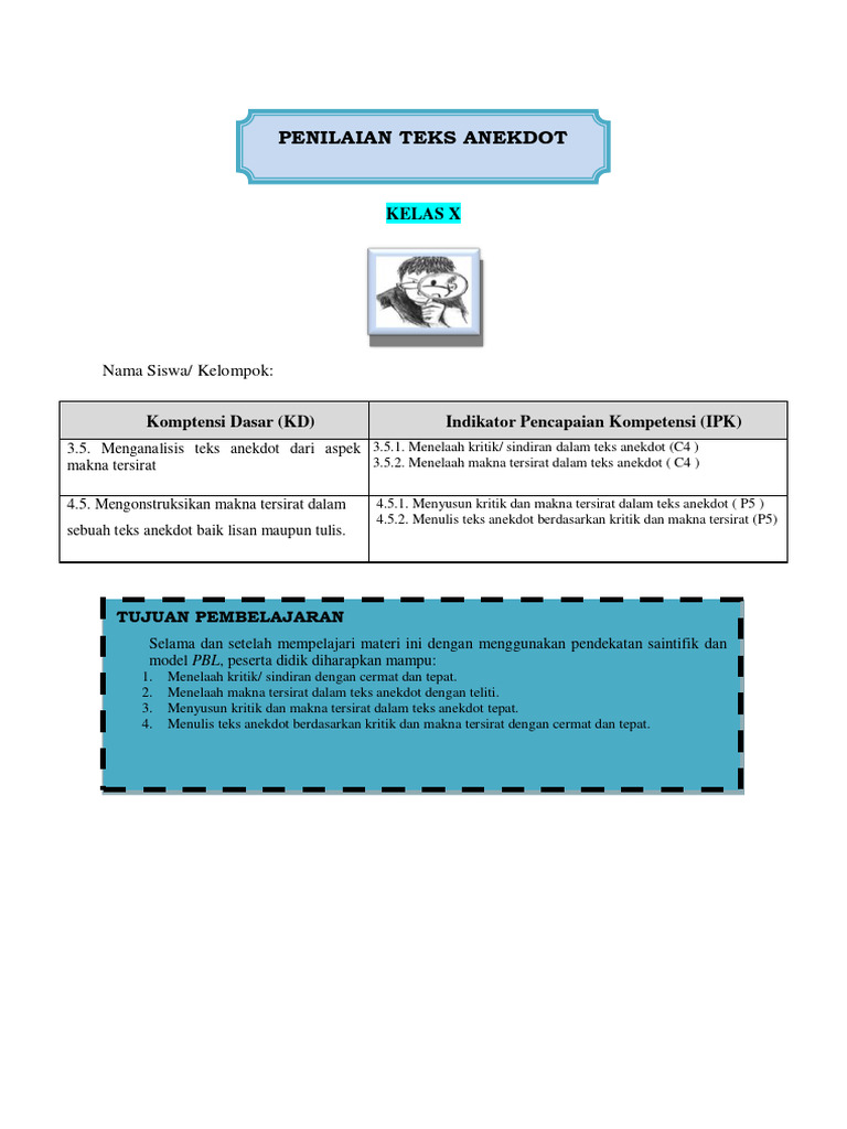 Instrumen Penilaian Teks Anekdot | PDF