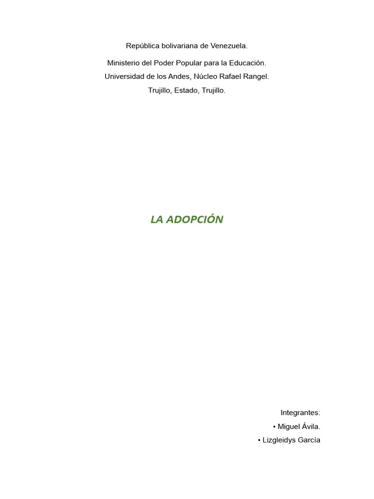 La Adopción Pdf Adopción Arreglos De Vivienda