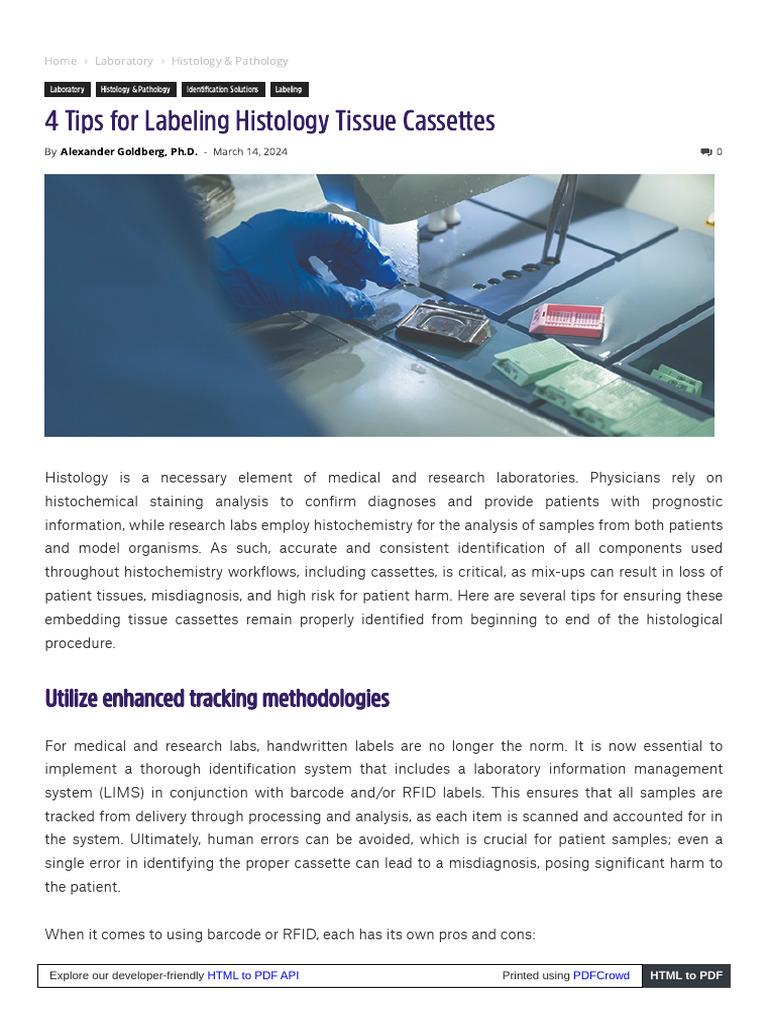 Blog Labtag Com 4 Tips For Labeling Histology Tissue Cassett | PDF | Histology | Radio Frequency ...