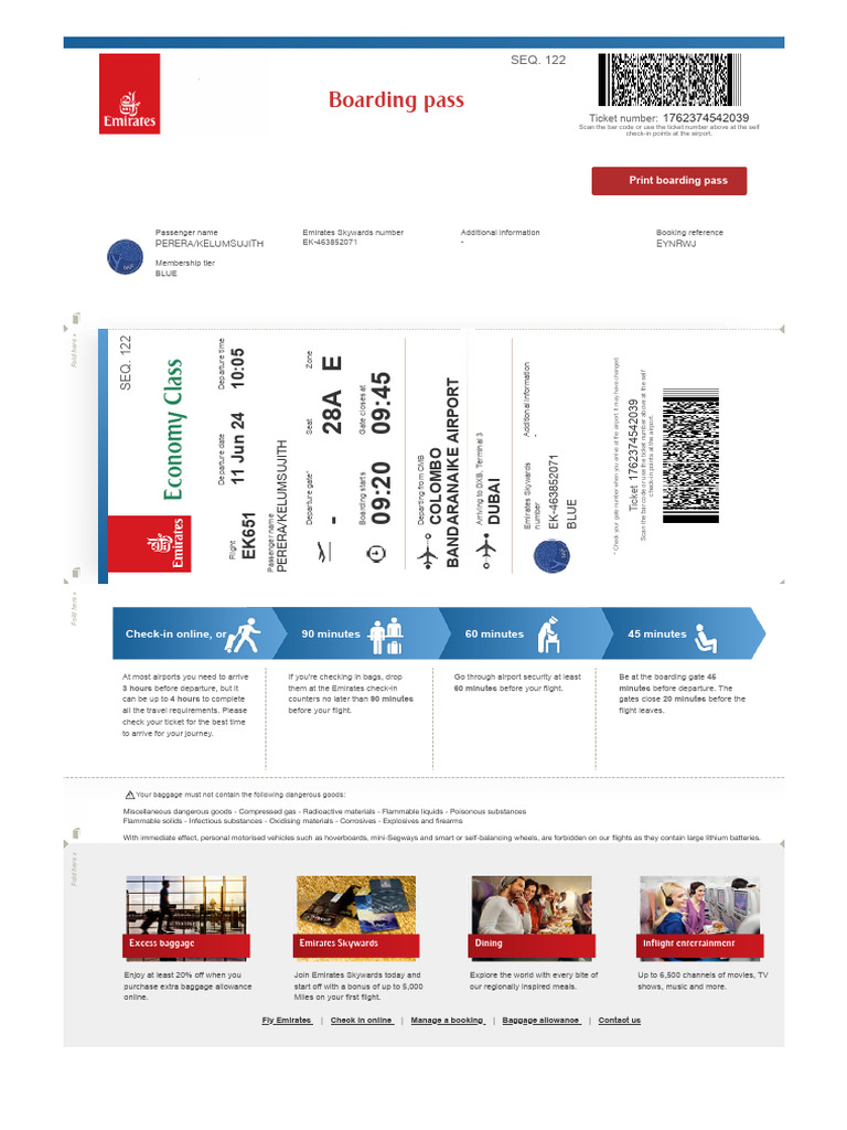 Emirates - E-Boarding Pass | PDF | Aviation | Transport