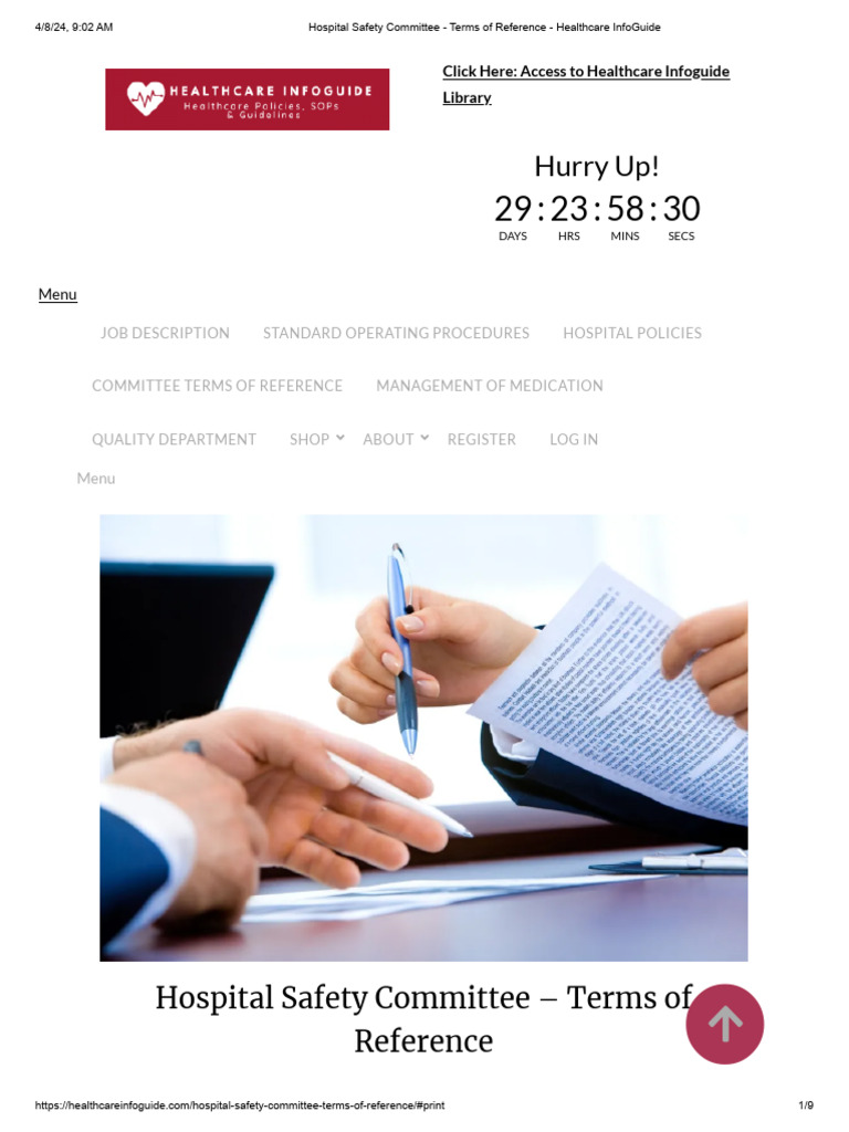 Hospital Safety Committee - Terms of Reference - Healthcare InfoGuide ... Hospital Safety Committee - Terms of Reference - Healthcare InfoGuide ...