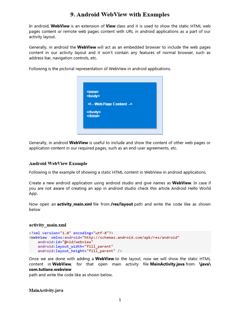 WebView With Examples | PDF | World Wide Web | Internet & Web