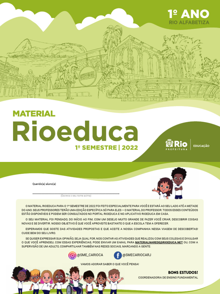 Material RioEduca 2022 1 Ano Gabarito | PDF