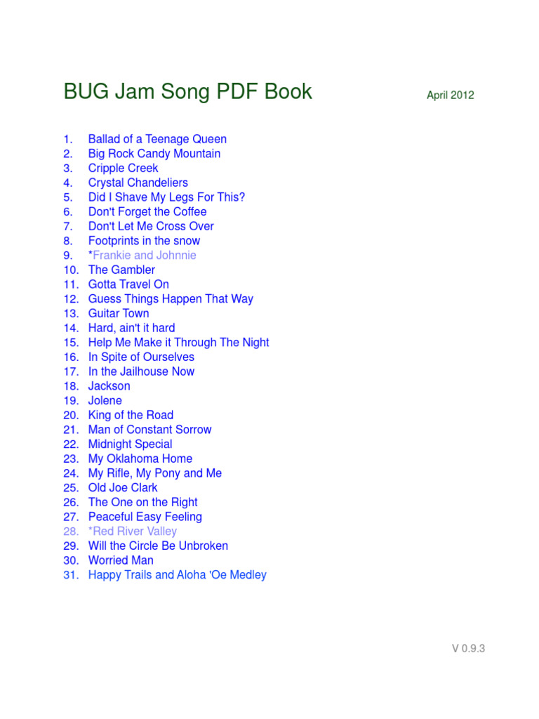 BUG Jam Song Book 2012-04 | PDF