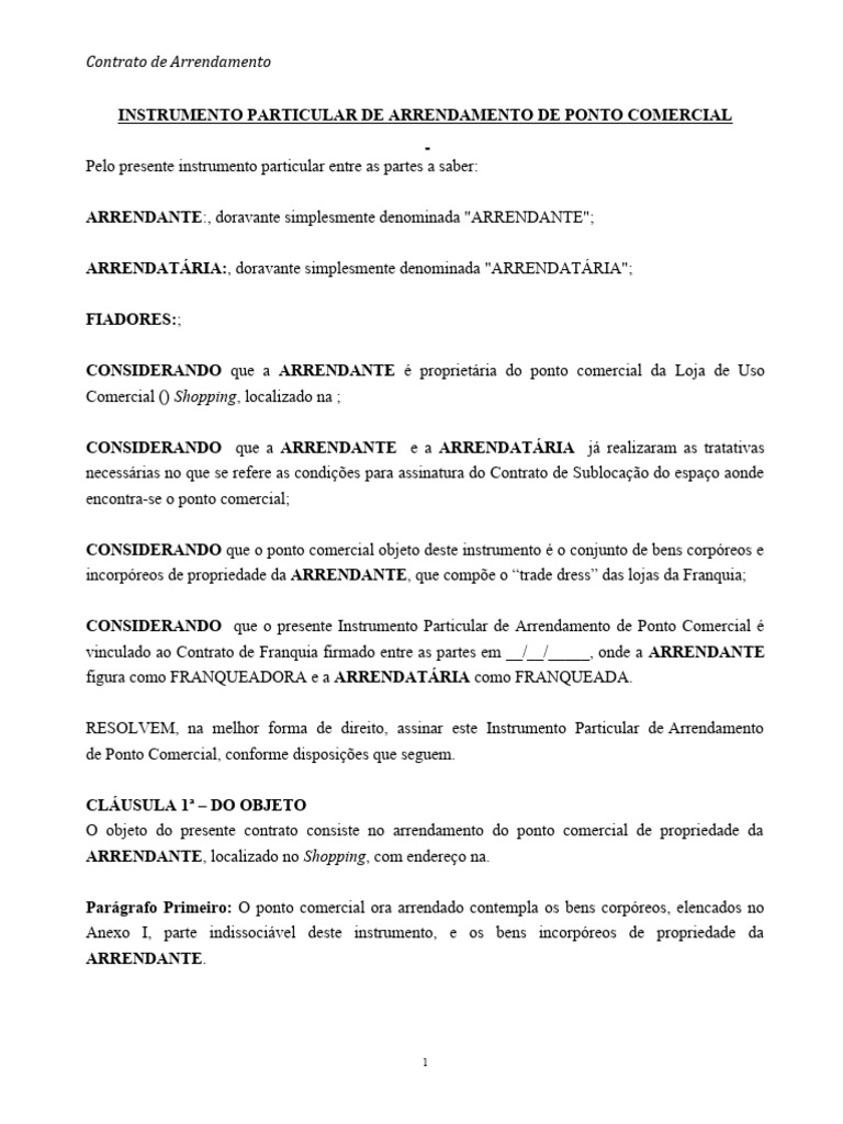 MINUTA - Arrendamento | PDF | Direito Privado | Direito Civil (sistema jurídico)