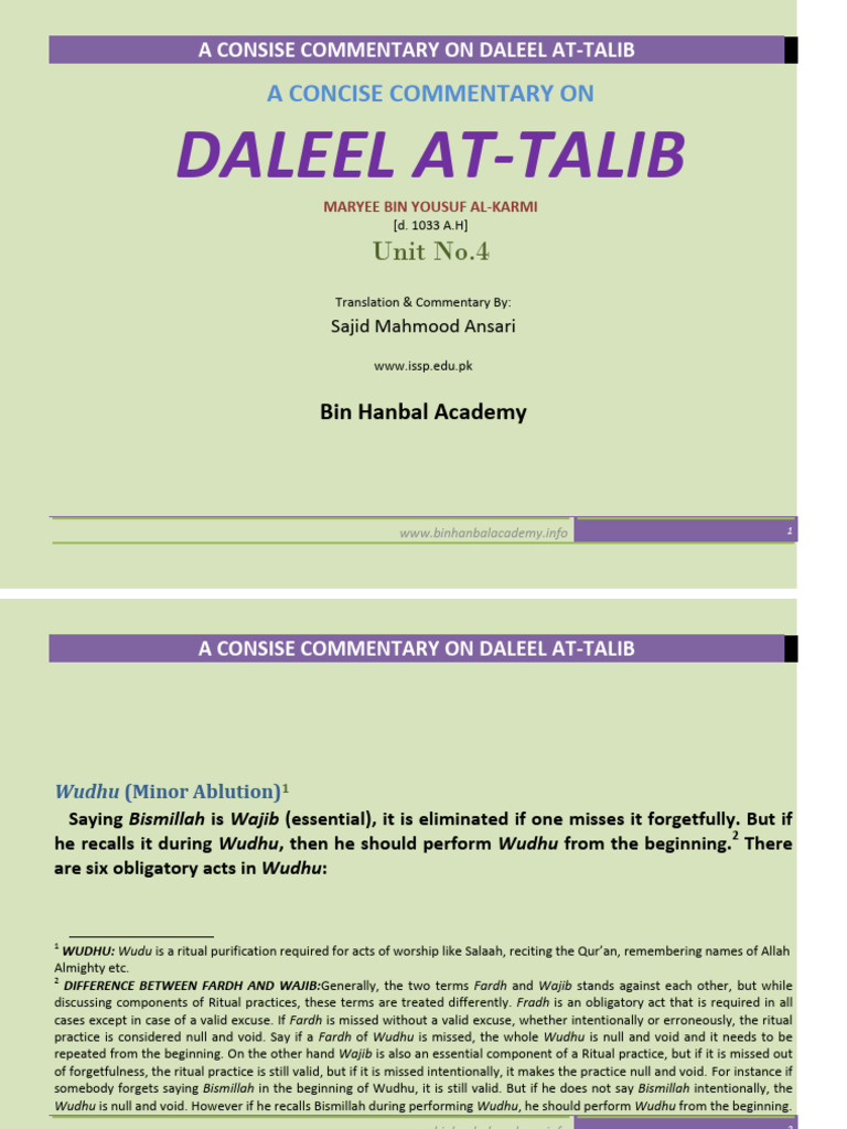 Commentary on Daleel At-Talib | PDF | Hadith | Muhammad