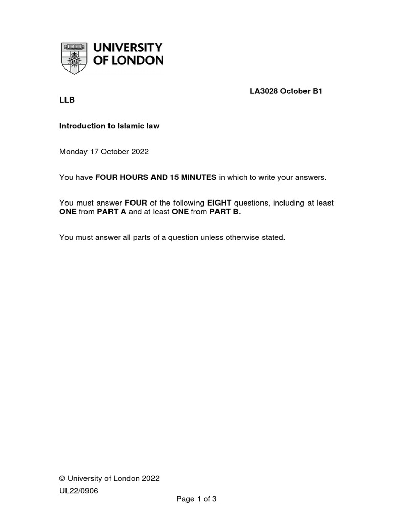 Islamic Exam 2022 (Oct) AB | PDF | Sharia | Hadith