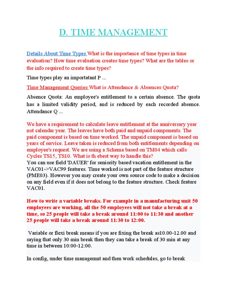 D. Time Management: Details About Time Types | PDF | Career & Growth