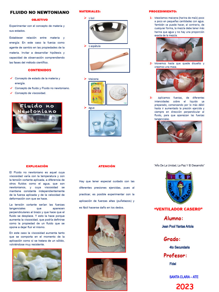 triptico FLUIDO NO NEWTONIANO | PDF | Viscosidad | Fluido