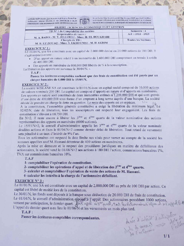Comptabilité Des Sociétés Ex - Compressed | PDF